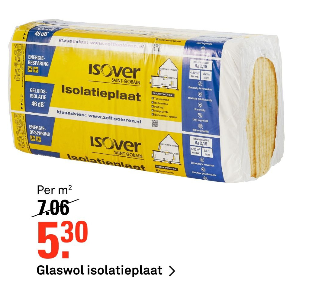 Glaswol isolatieplaat aanbieding bij Karwei