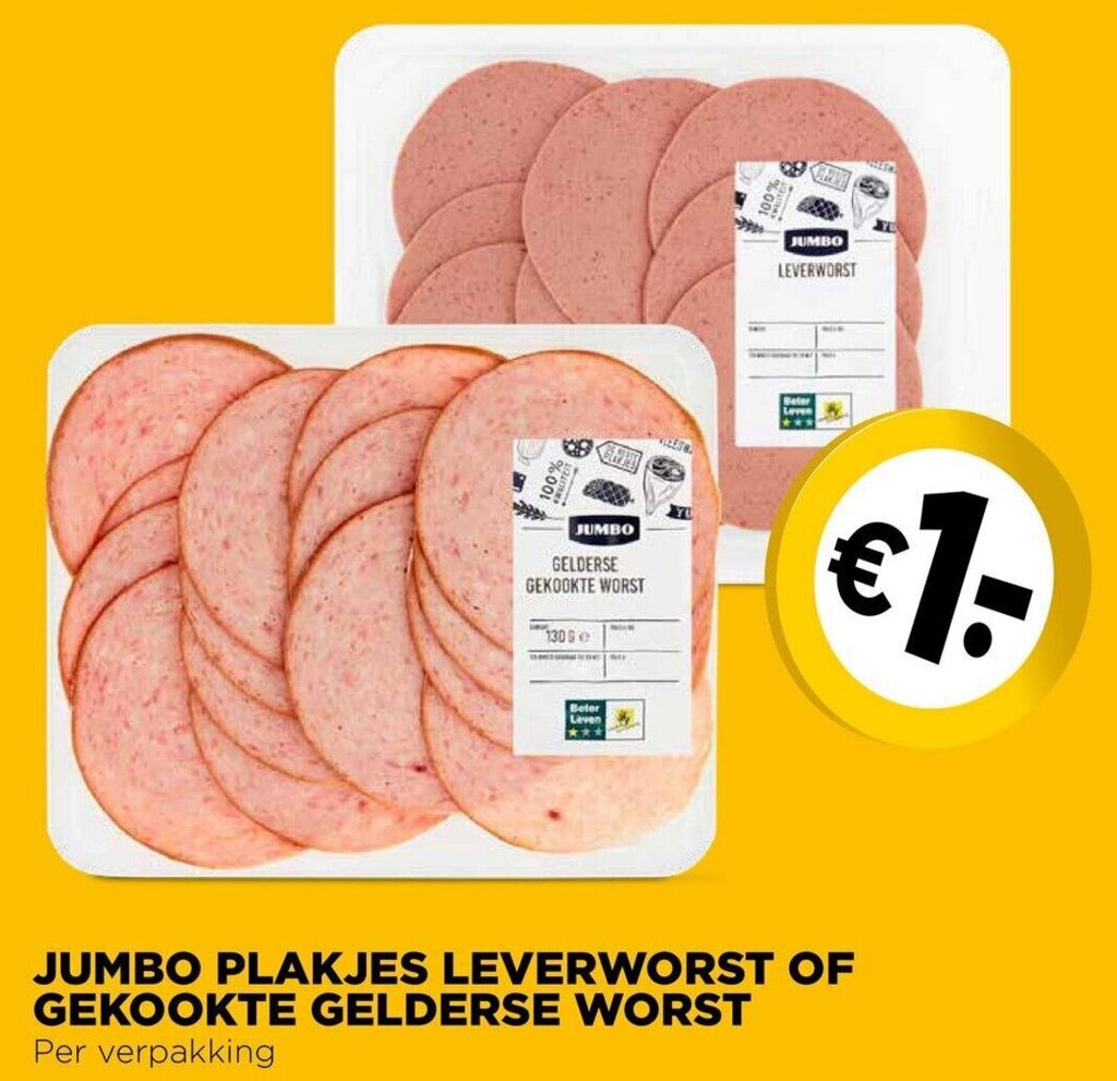 Plakjes leverworst aanbieding bij Jumbo