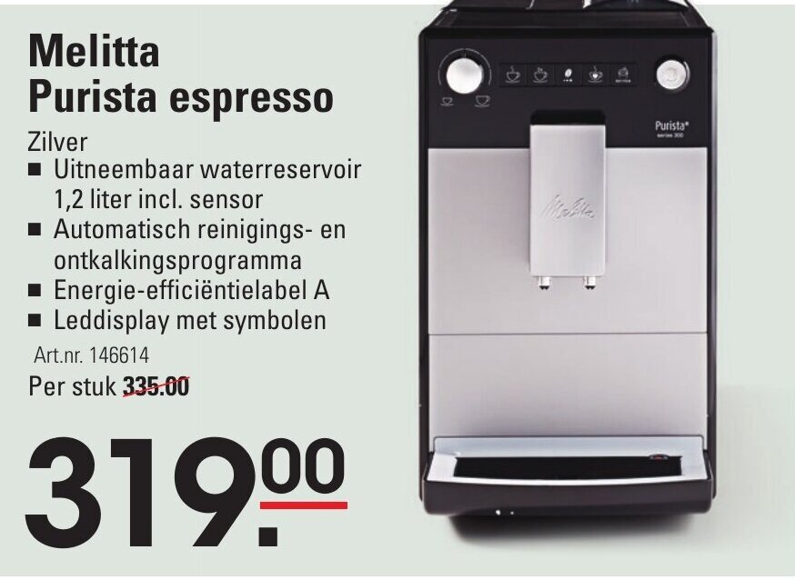 Melitta purista espresso aanbieding bij Sligro