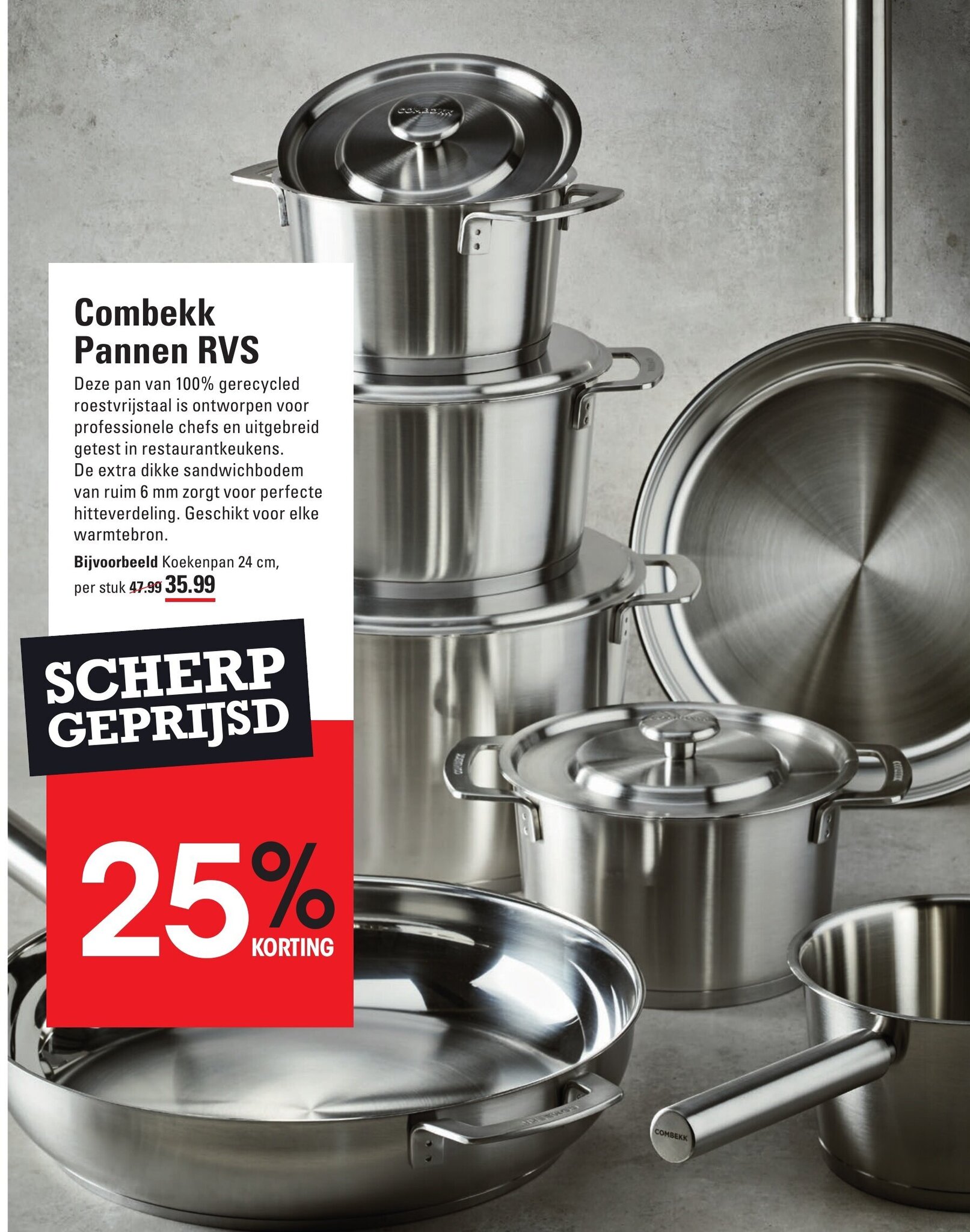 Combekk pannen RVS aanbieding bij Sligro
