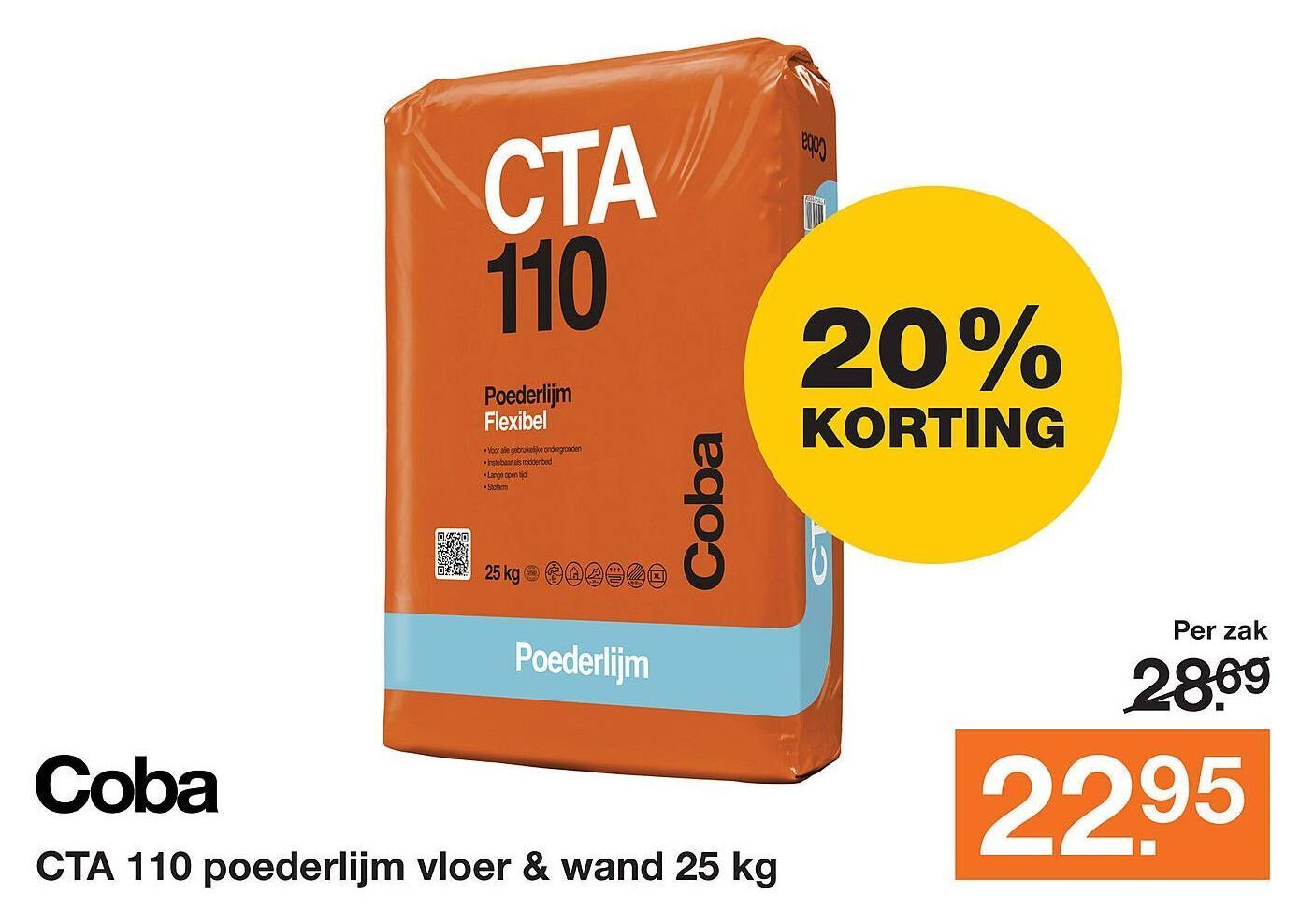 Coba cta 110 poederlijm vloer & wand 25 kg aanbieding bij BOUWMAAT
