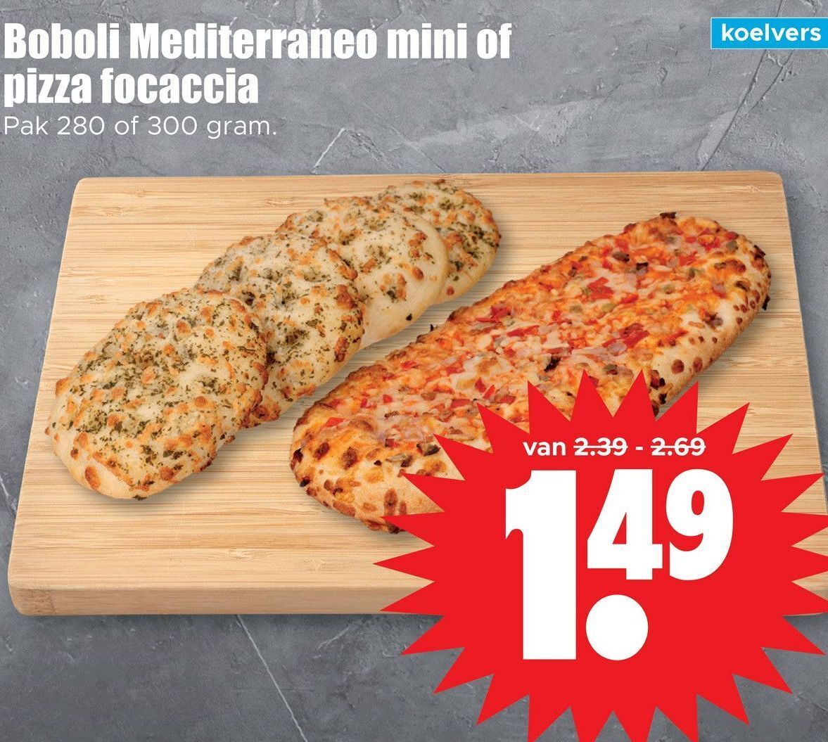 Boboli mediterraneo mini of pizza focaccia aanbieding bij Dirk