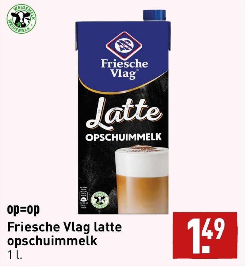 Friesche vlag latte opschuimmelk 1L aanbieding bij ALDI