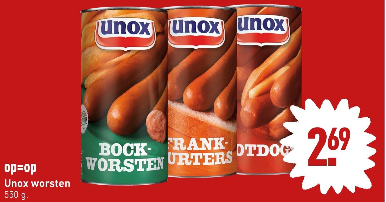 Unox worsten 550g aanbieding bij ALDI