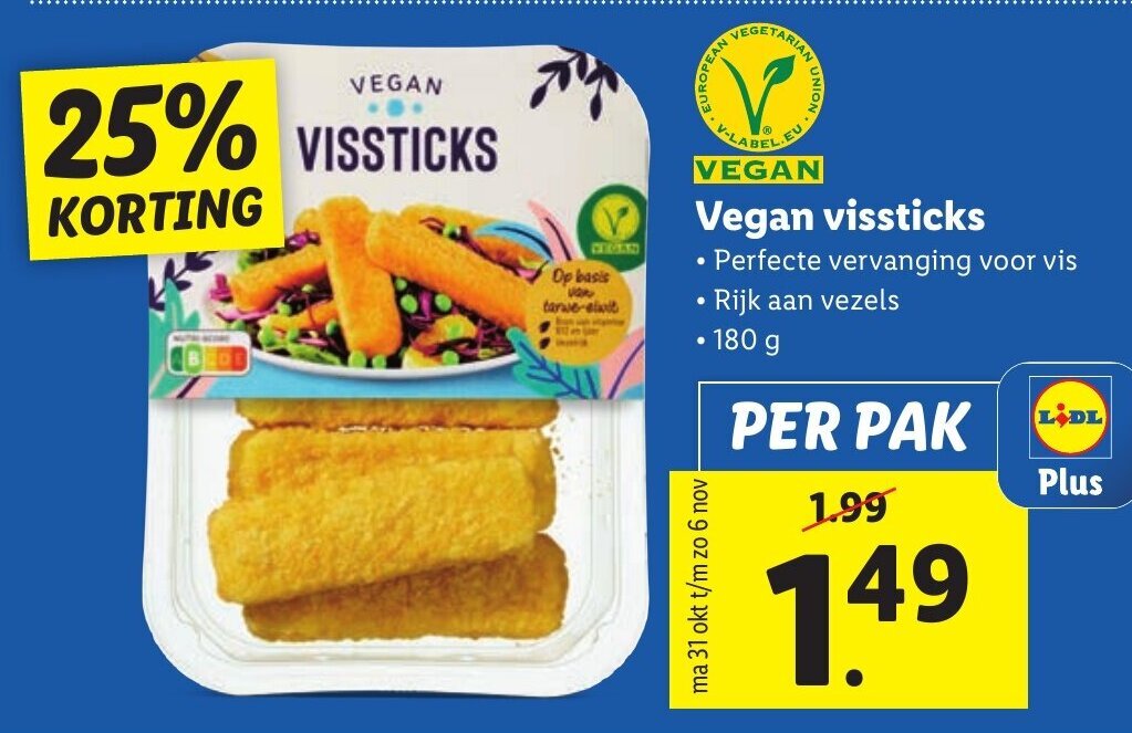 Vegan vissticks 180 G aanbieding bij Lidl