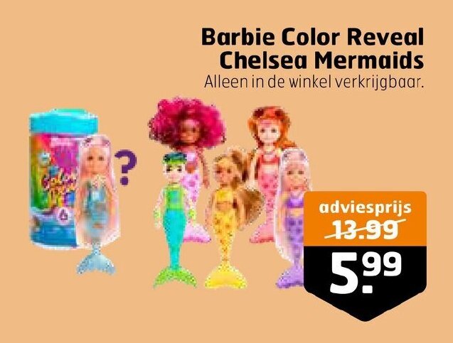 Barbie Color Reveal Chelsea Mermaids aanbieding bij Trekpleister