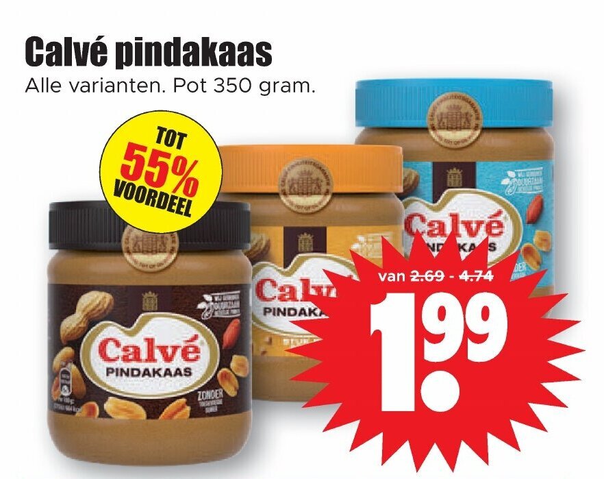 Calve pindakaas 350 gram aanbieding bij Dirk