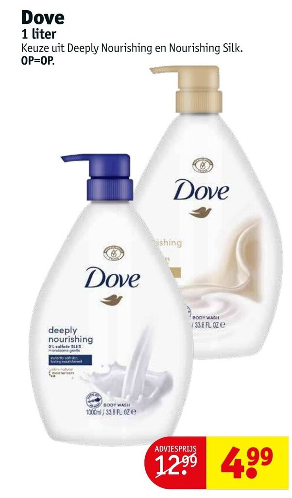 Dove 1 liter aanbieding bij Kruidvat