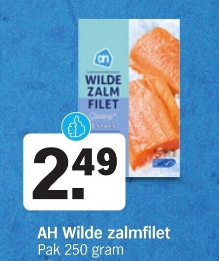 AH Wilde zalmfilet 250 gram aanbieding bij Albert Heijn