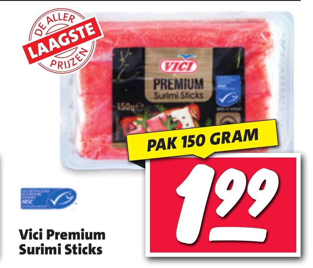 Vici Premium Surimi Sticks 150 gram aanbieding bij Nettorama