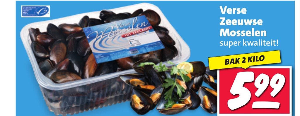 Verse Zeeuwse Mosselen 2 kilo aanbieding bij Nettorama