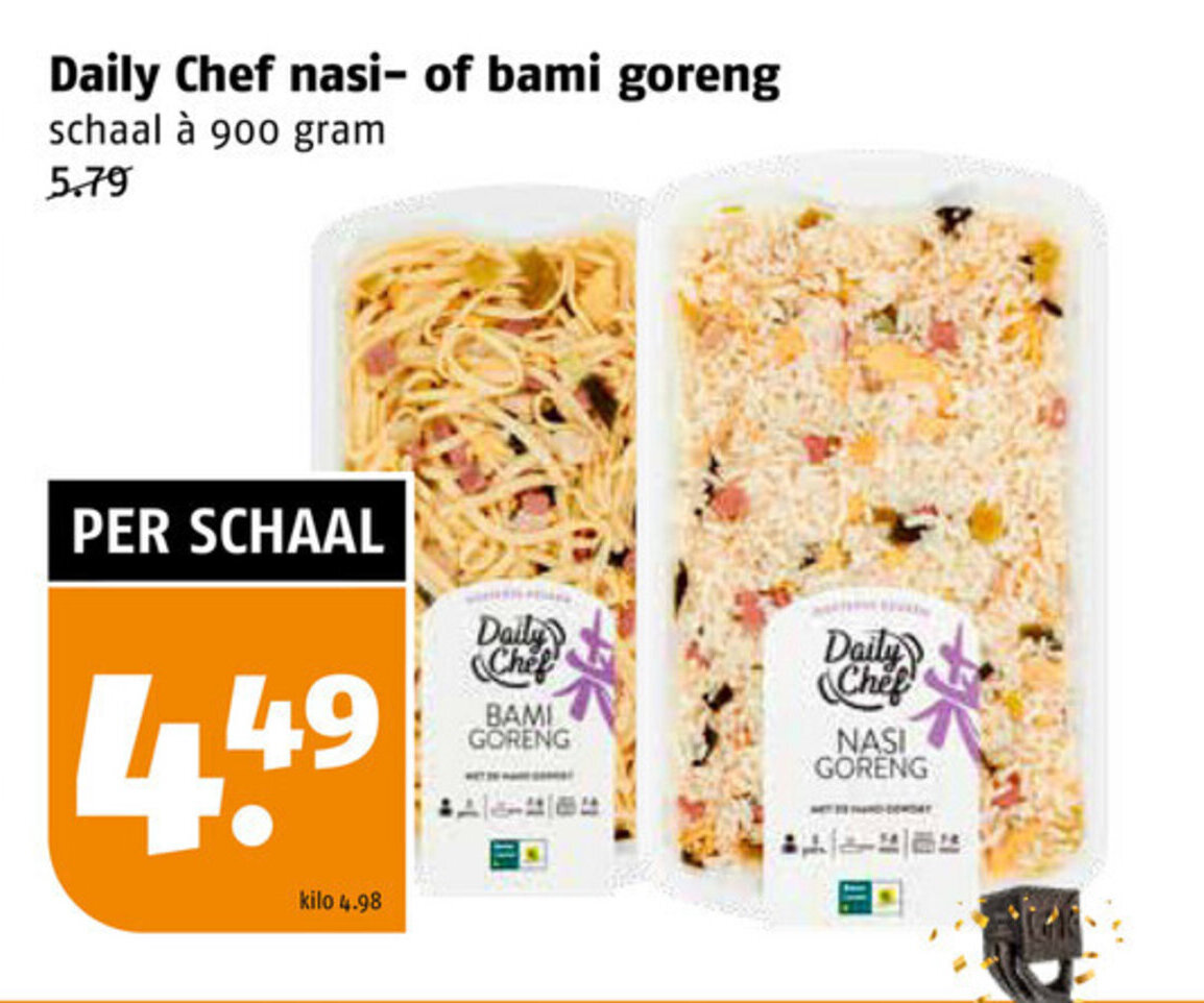 Daily Chef nasi-of bami goreng 900 gram aanbieding bij Poiesz
