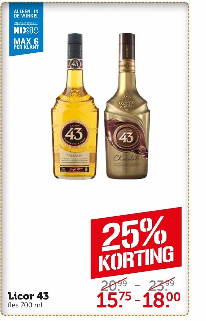 Licor 43 700 ml aanbieding bij Coop