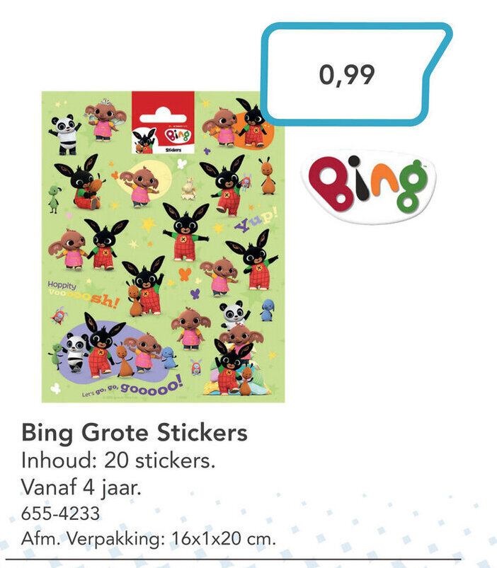 Bing grote stickers aanbieding bij Marskramer