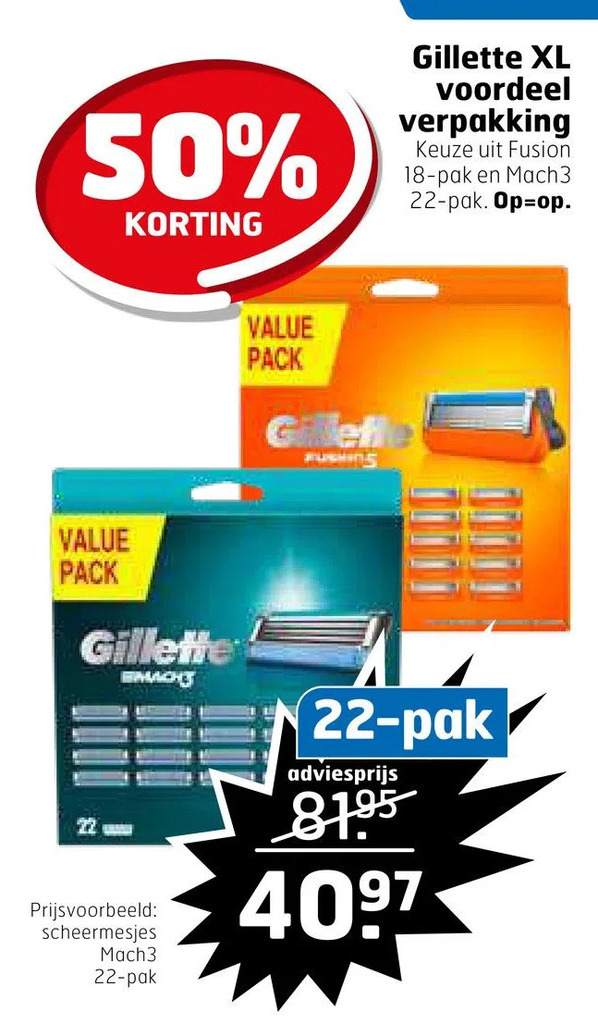Gillette xl voordeel verpakking aanbieding bij Trekpleister