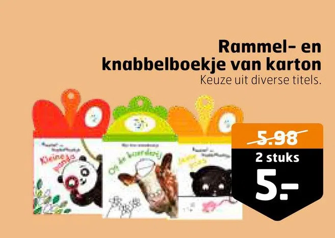 Rammel- en knabbelboekje van karton aanbieding bij Trekpleister