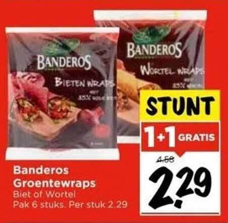 Banderos groentewraps aanbieding bij Vomar Voordeelmarkt