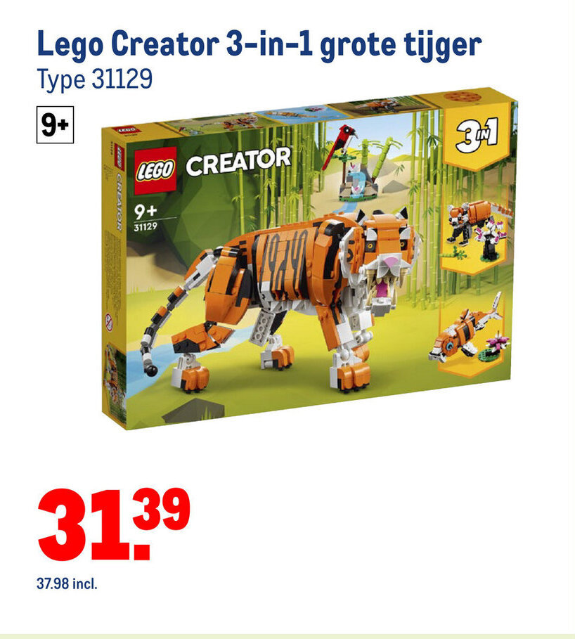 Lego Creator 3-in1 grote tijger aanbieding bij Makro