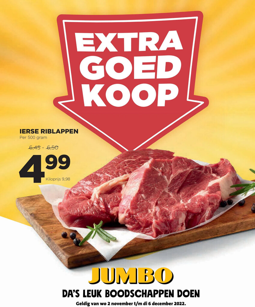 Ierse riblappen 500 gram aanbieding bij Jumbo