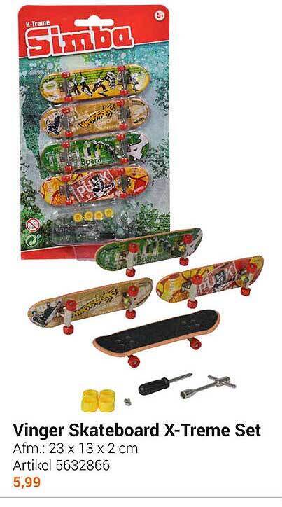 Vinger Skateboard X Treme Set Aanbieding Bij Lobbes