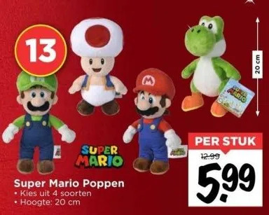 Super mario poppen aanbieding bij Vomar Voordeelmarkt