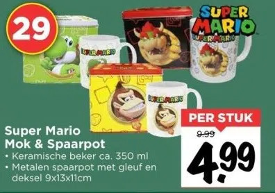 Super mario mok & spaarpot aanbieding bij Vomar Voordeelmarkt
