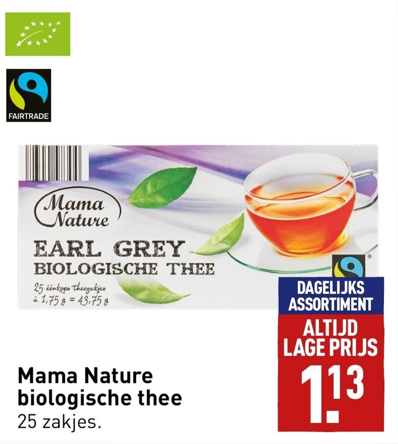 Mama nature biologische thee aanbieding bij ALDI