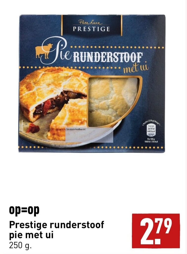 Prestige runderstoof pie met ui 250g aanbieding bij ALDI