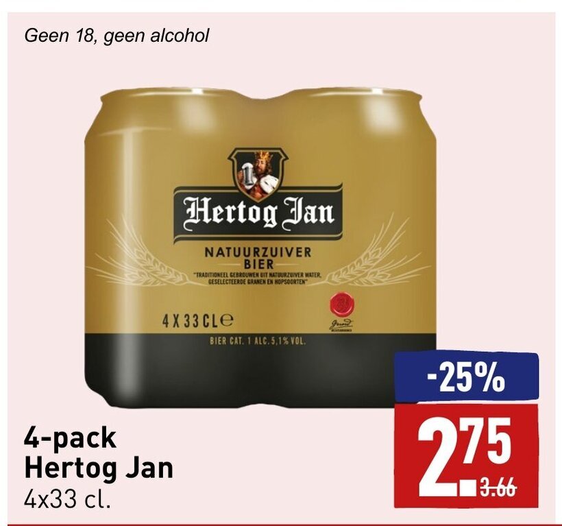4-pack hertog jan 4x33cl aanbieding bij ALDI
