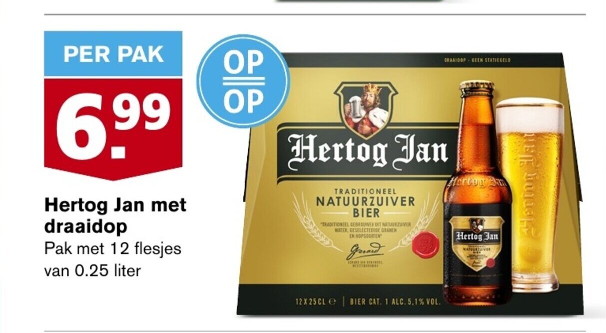 Hertog Jan met draaidop pak met 12 flesjes van 0.25 liter per pak ...