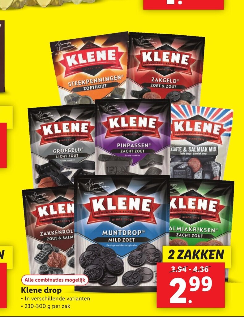 Klene drop 2 zakken aanbieding bij Lidl