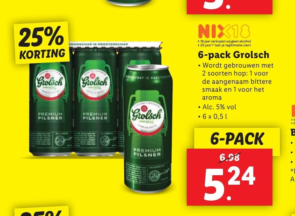 Grolsch 6-pack aanbieding bij Lidl