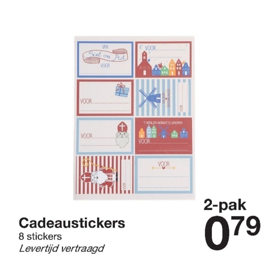 Cadeaustickers 8 stickers 2-pack aanbieding bij Zeeman