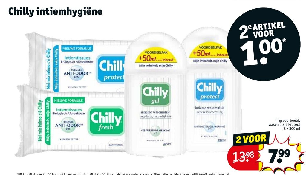 Chilly intiemhygiene aanbieding bij Kruidvat