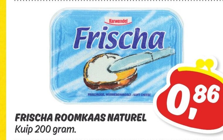 Frischa roomkaas naturel 200 gram aanbieding bij Dekamarkt