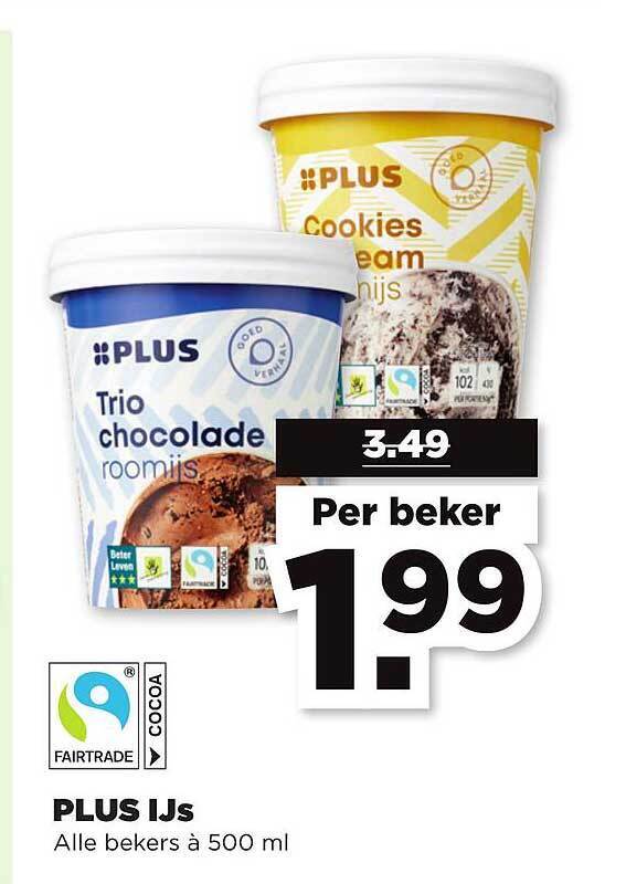 Plus ijs aanbieding bij PLUS