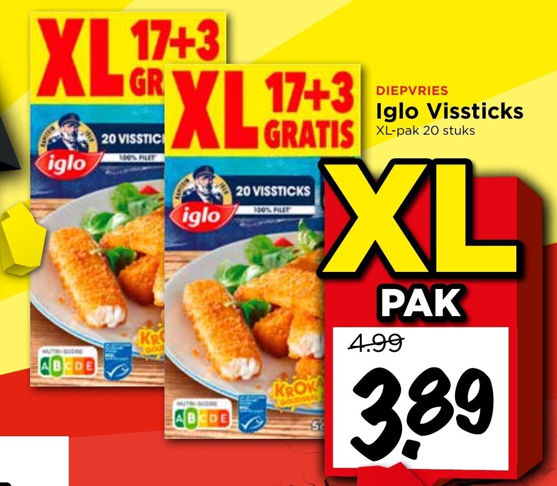 Iglo Vissticks 20 stuks aanbieding bij Vomar