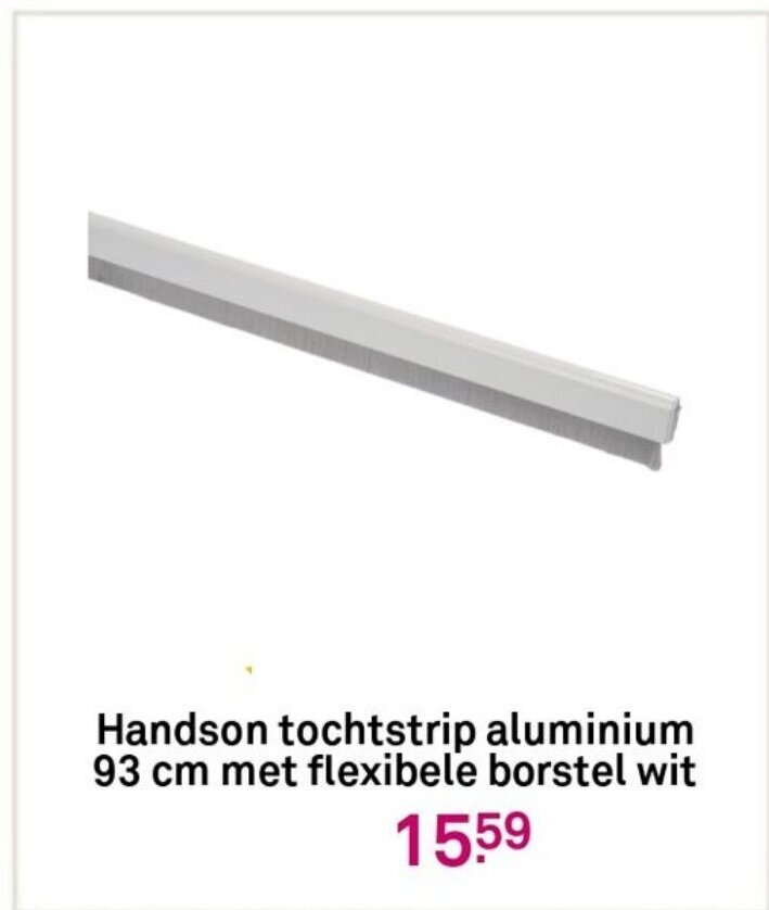 Handson tochtstrip aluminium 93 cm met flexibele borstel wit aanbieding ...