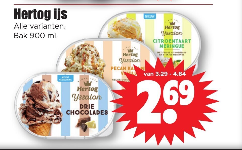 Hertog ijs bak 900 ml aanbieding bij Dirk