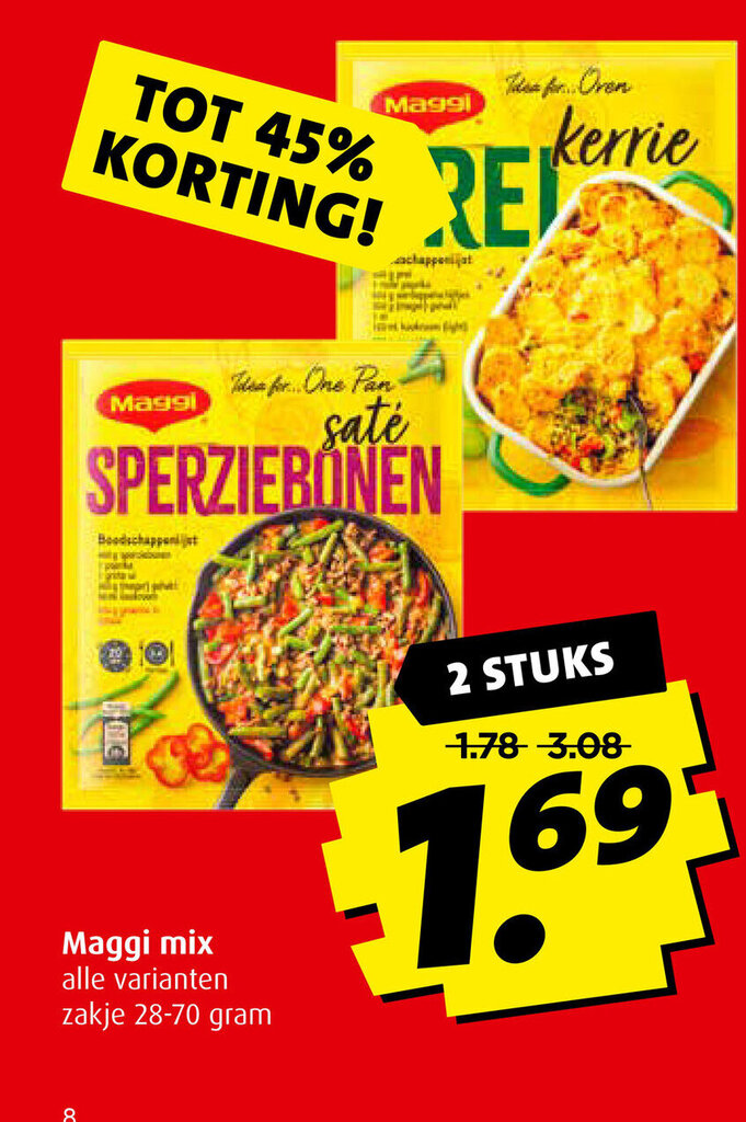 Maggi mix zakje 28-70 gram 2 stuks aanbieding bij Boni
