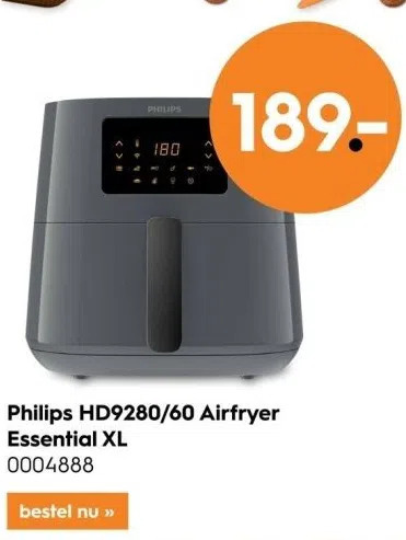 Philips hd9280/60 airfryer essential xl aanbieding bij Blokker