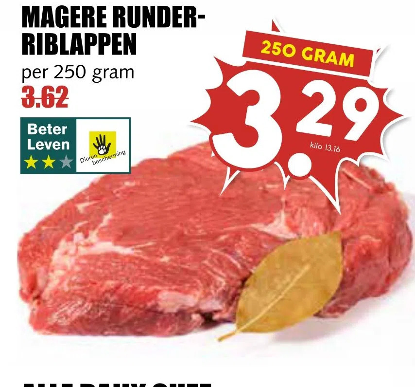 Magere runder- riblappen aanbieding bij MCD Supermarkt