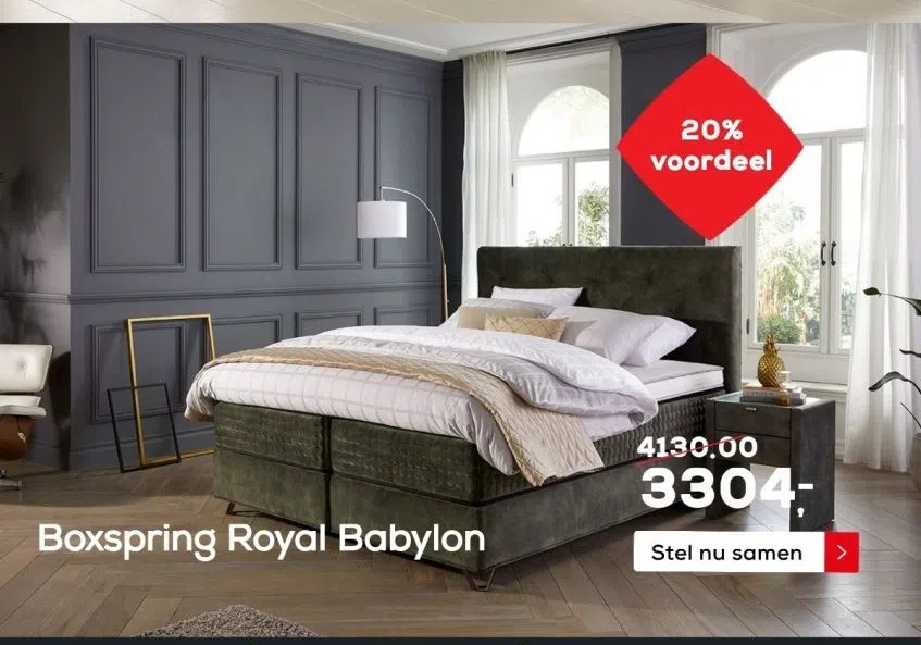 Boxspring royal babylon aanbieding bij Swiss Sense