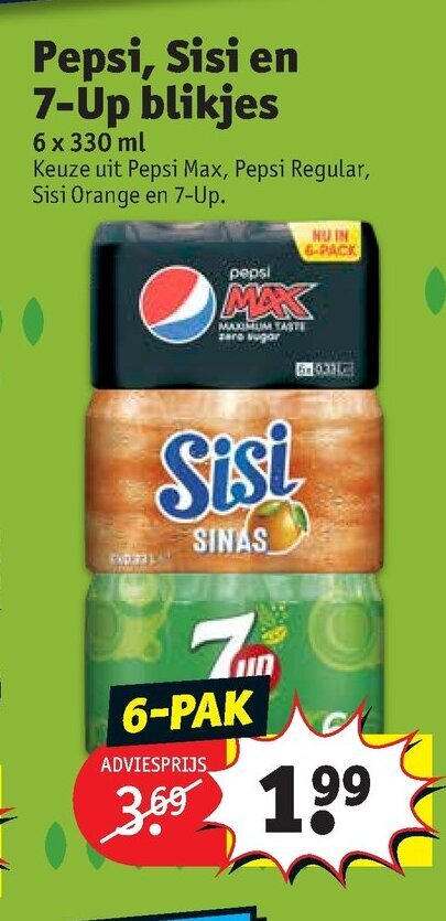 Pepsi, SiSi of 7UP 6*330ml aanbieding bij Kruidvat