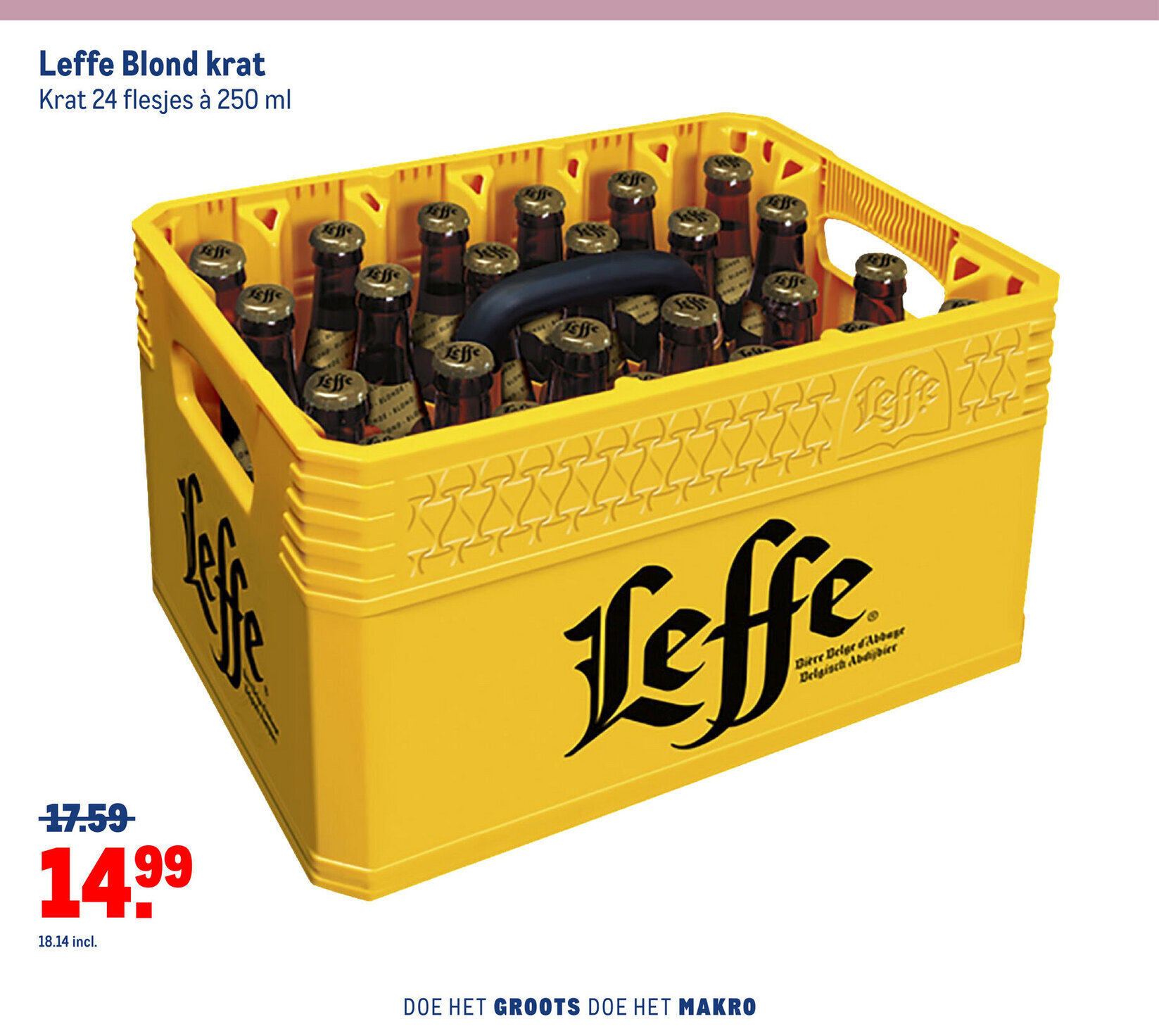 Leffe Blond krat 24 flesjes a 250 ml aanbieding bij Makro