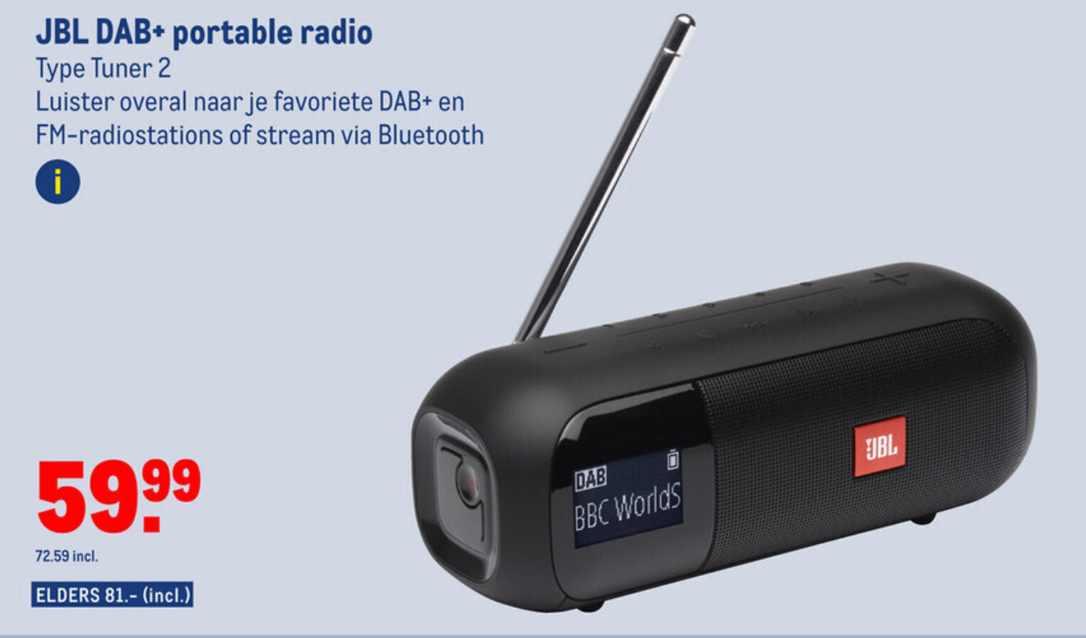 Jbl DAB+ portable radio Tuner 2 aanbieding bij Makro