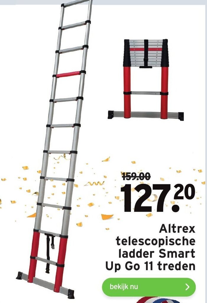 Altrex telescopische ladder smart up go 11 treden aanbieding bij GAMMA