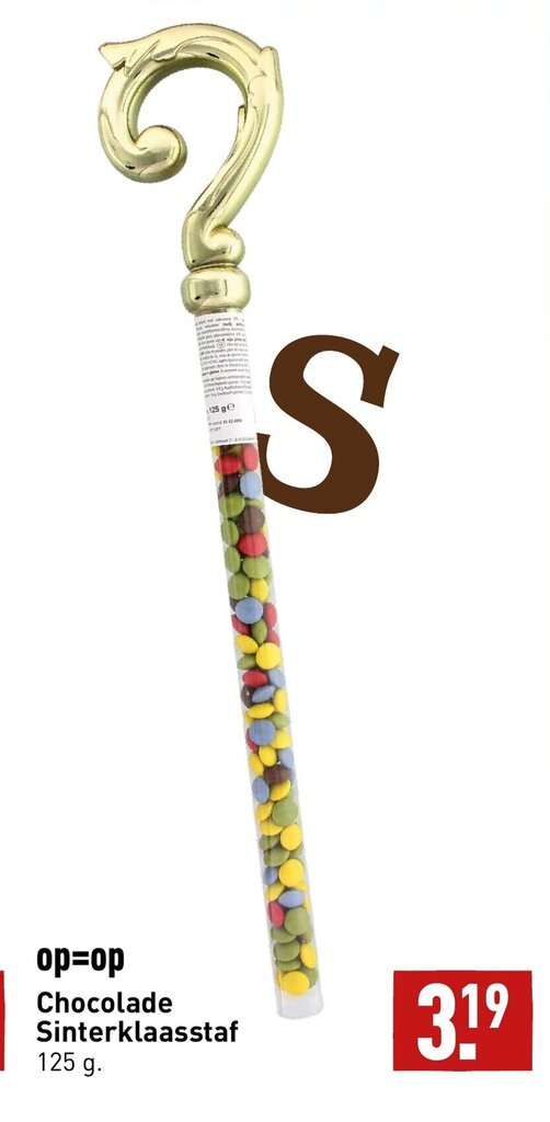 Chocolade Sinterklaasstaf 125 gram aanbieding bij ALDI