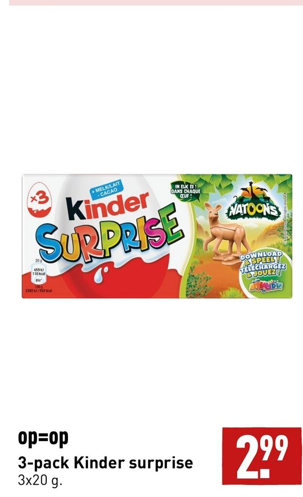 3-pack Kinder surprise 3 x 20 gram aanbieding bij ALDI