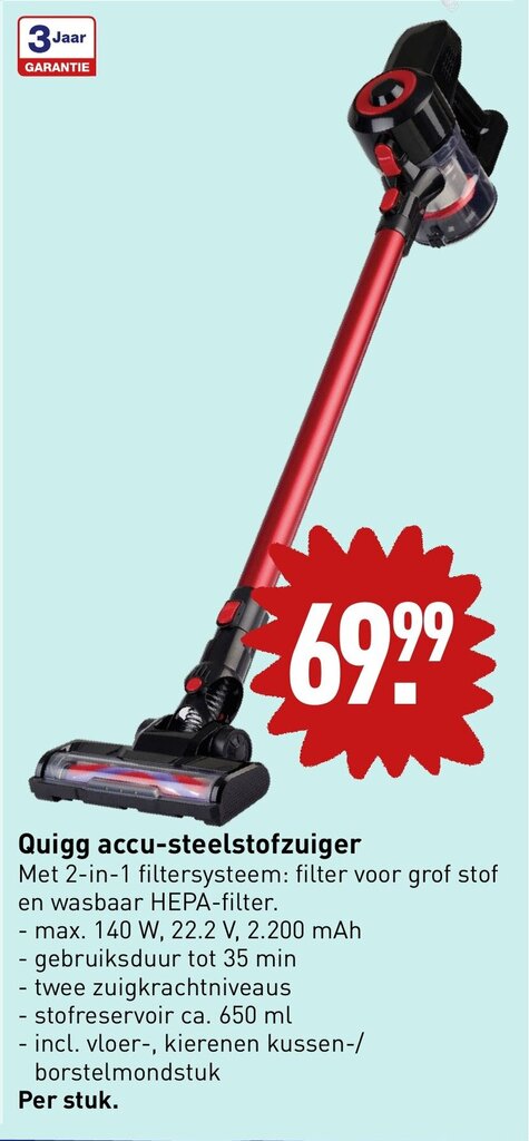 Quigg accu-steelstofzuiger aanbieding bij ALDI